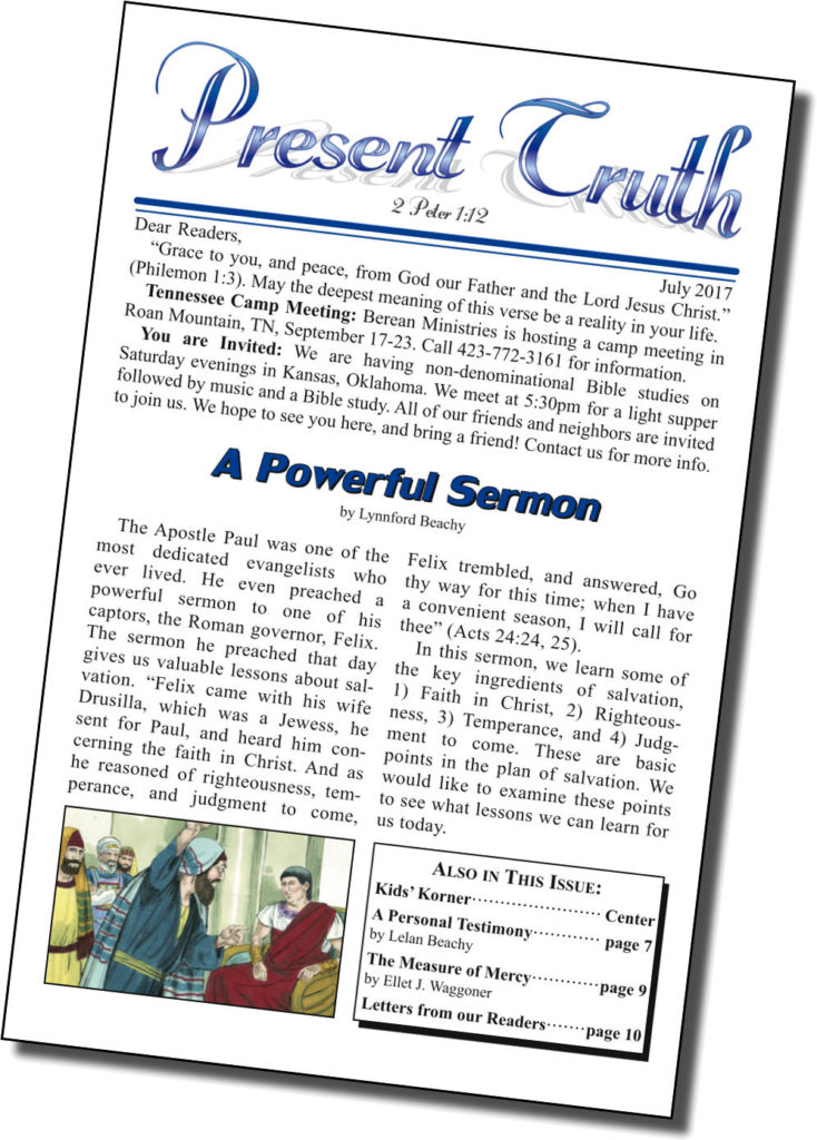 Present Truth Greeting – July 2017 | Present Truth